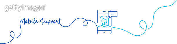 Continuous Line Drawing of Mobile Support Icon. Hand Drawn Symbol ...