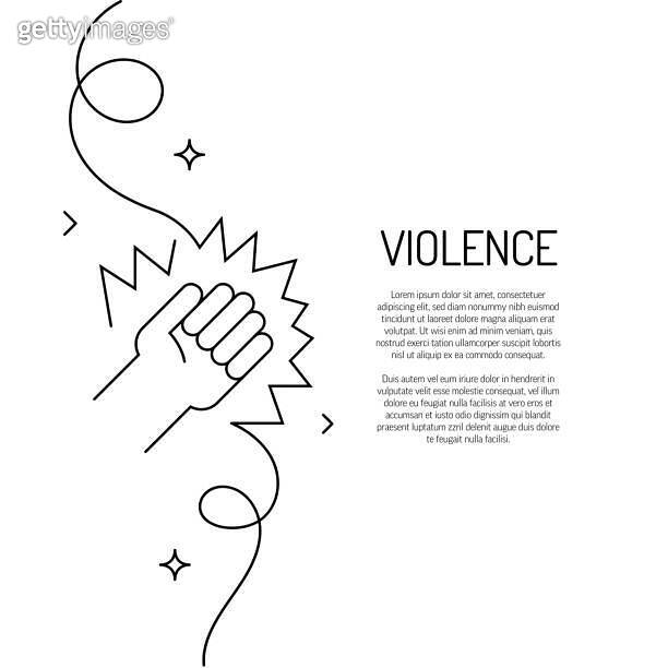 Continuous Line Drawing of Violence Icon. Hand Drawn Symbol Vector ...