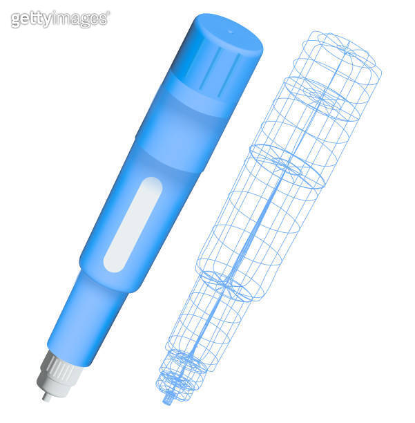 3D Semaglutide Injection Pens color and wireframe icon on white ...