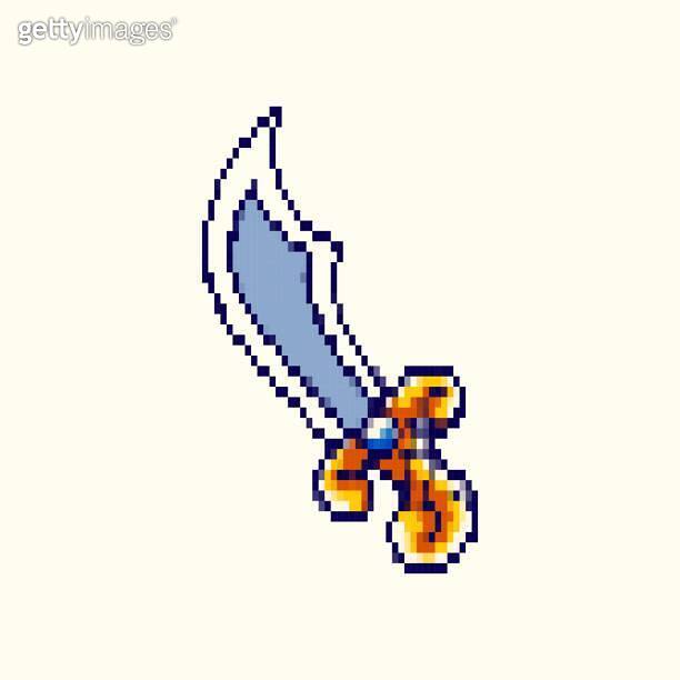 Pixel art illustration Sword. Pixelated pirate sword. Pirate sword ...