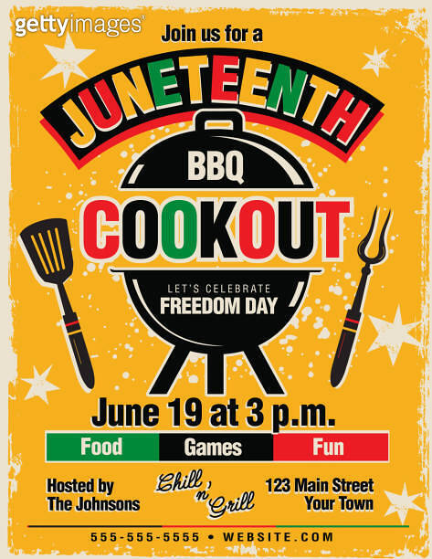 Juneteenth BBQ Cookout Party invitation design template for June ...