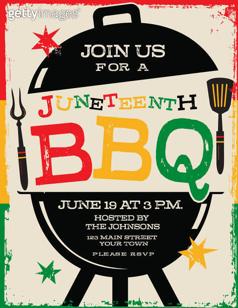 Juneteenth BBQ Cookout Party invitation design template for June ...