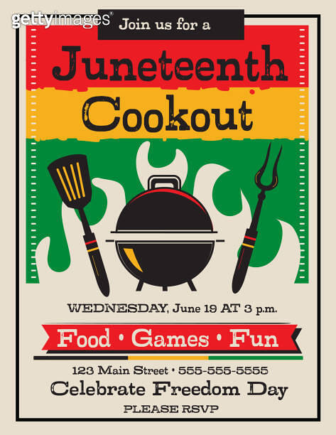Juneteenth BBQ Cookout Party invitation design template for June ...