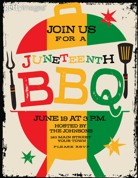 Juneteenth BBQ Cookout Party invitation design template for June ...