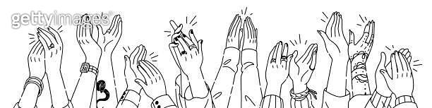 Hands clapping line art. People applause, cheers, celebrate ...