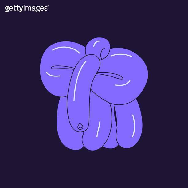 Balloon twisting. Cute inflatable elephant figure from rubber ...