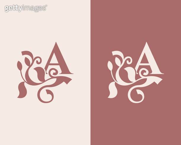 Vintage A Letter Floral Design. Classic Monogram Alphabetical Icon for ...
