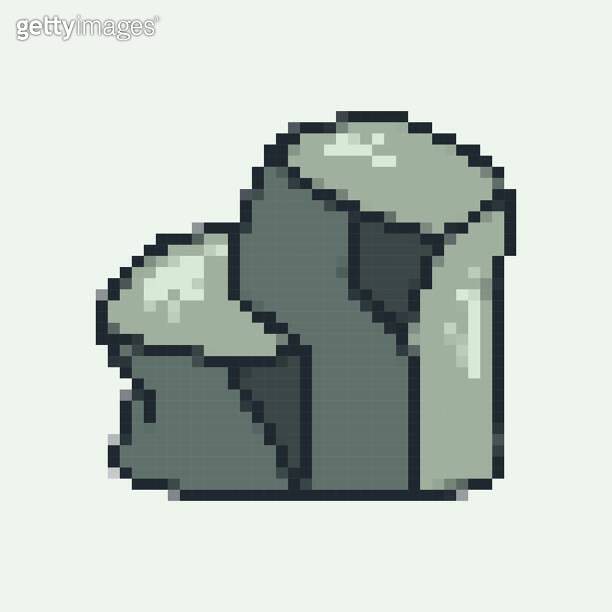 Stone and rock. Landscape nature element. 8 bit sprite. Game ...