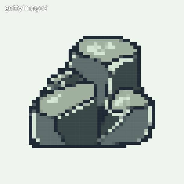 Stone and rock. Landscape nature element. 8 bit sprite. Game ...