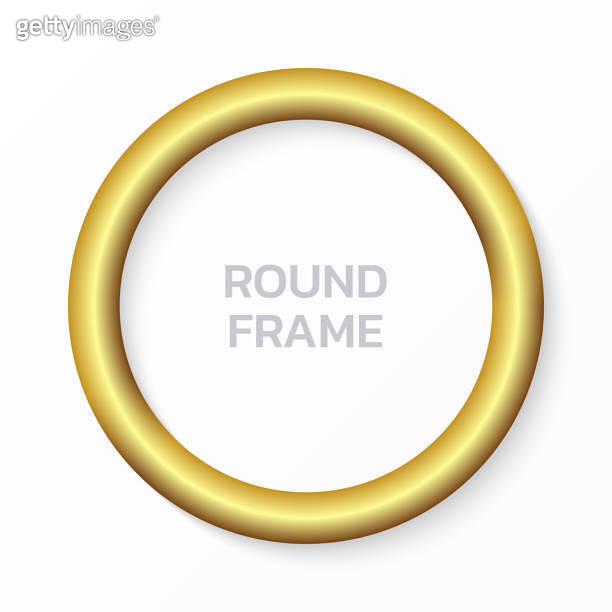 Round golden frame. 3d circle ring. Golden frame design. Vector ...