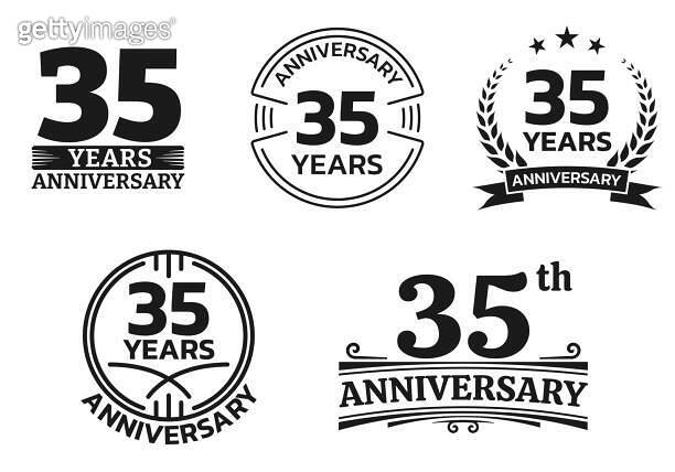 35 years icon or logo set. 35th anniversary celebrating sign or stamp ...