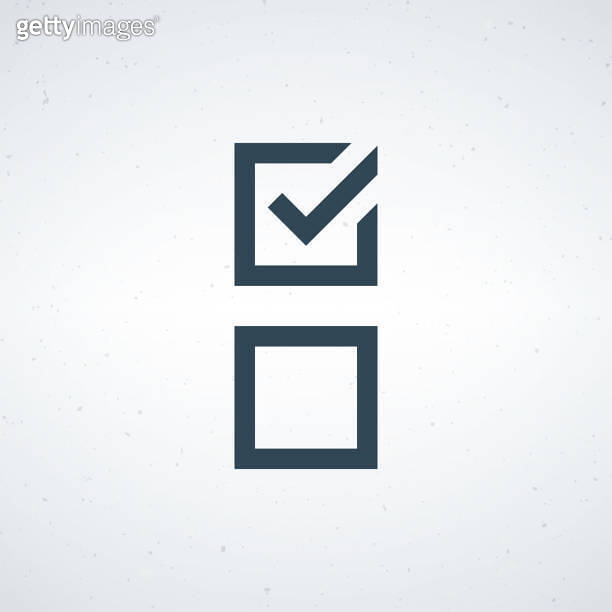 Check mark icon , yes tick symbol, empty box and filled. voting ...