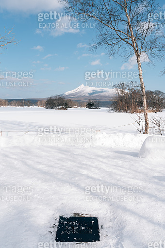 A thousand winds monument with winter snow at Onuma Quasi-National Park ...