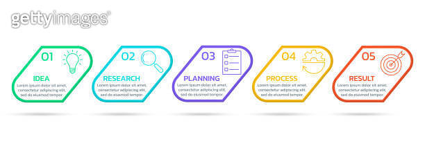 5 step info graphic. Process diagram, chart with business icons. Five ...