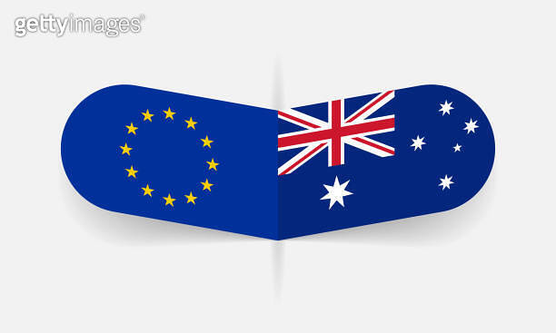 EU and Australia flags. European Union and Australian flag, national ...