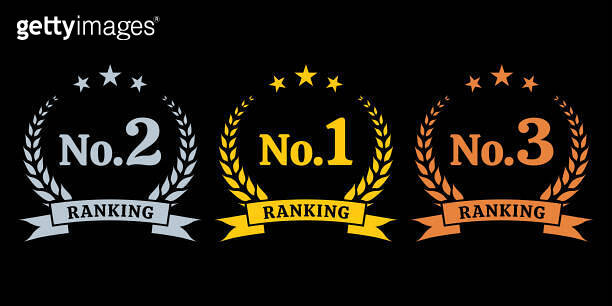 Ranking set with No. 1 rank icon. First, second and third place emblem ...