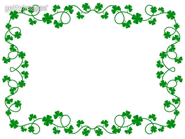 Clover leaf frame for St. Patrick's Day. Border with shamrocks with ...