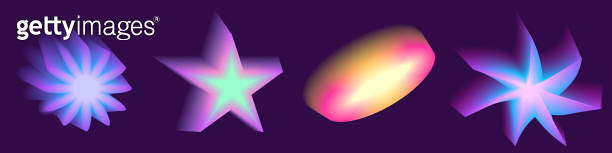 Gradient Y2k shape blur set. Flower, star, planet blurry aesthetic y2k ...