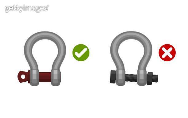 good and bad practice image of using the shackle pin (2114203242) 일러스트 ...
