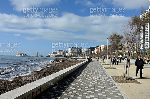 Durres Shetitorja Vollga Adriatic Sea Beach Promenade, Albania, Balkans ...