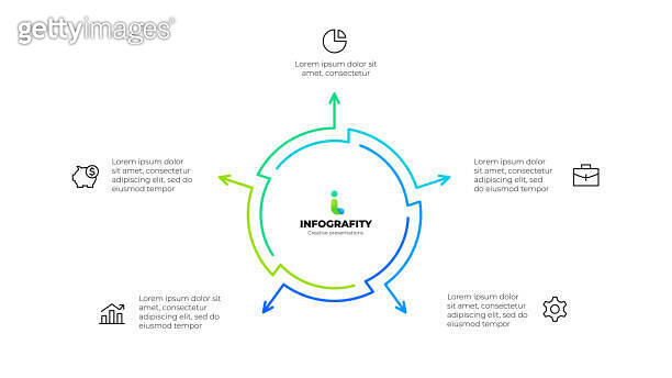 Outline abstract diagram divided into 5 elements. Design concept of ...