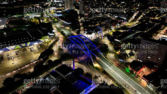 Time Lapse City At Downtown Osasco In Sao Paulo Brazil. Elevated Road ...
