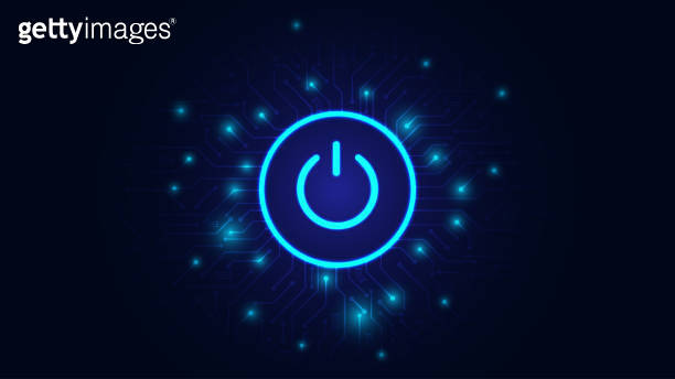 Futuristic power button security cyber connection technology. Cyber ...