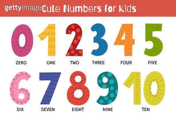 Doodle numbers 0-10 educational set for kids. Collection of colorful ...