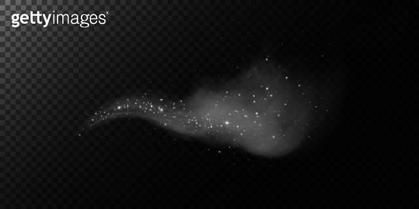 Fantastic smoke background. Purple magic smoke with glitter and small ...