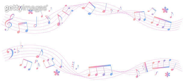Colorful musical score frame illustration inspired by spring 이미지 ...