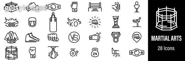 Martial Arts Web Icons. Boxing, MMA, Fight Club, Boxer Ring ...