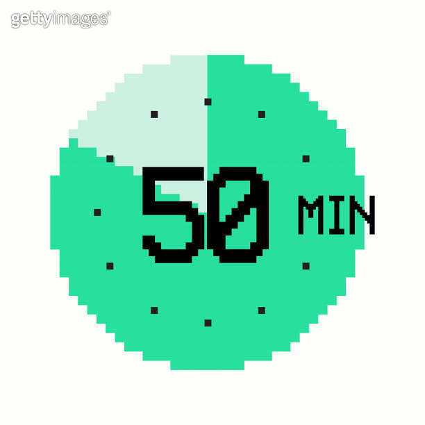 8-bit 50-minute Timer composed of square pixels, Round Design of Green ...