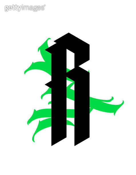 Gothic, letter R. Vector. Graffiti, tags in Gothic medieval style ...