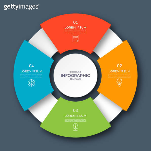 Infographic circular diagram with 4 options, parts. Four-step process ...