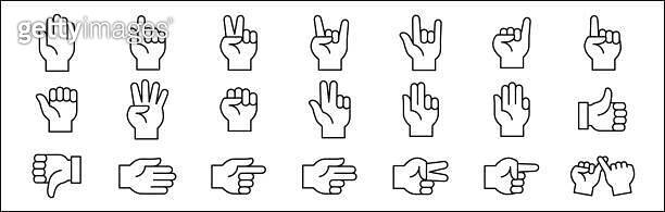 Hands gesture icon set. Hand finger signs set. Hands fingers symbol ...