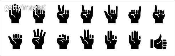 Hands gesture icon set. Hands fingers symbol. Hand finger signs set ...
