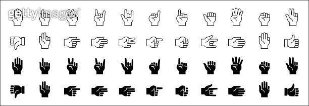Hands gesture icon set. Hand finger signs set. Hands fingers symbol ...