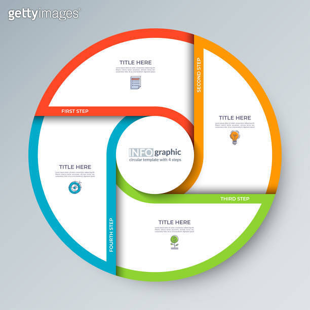 Infographic circular diagram with 4 options. Multi-step process chart ...