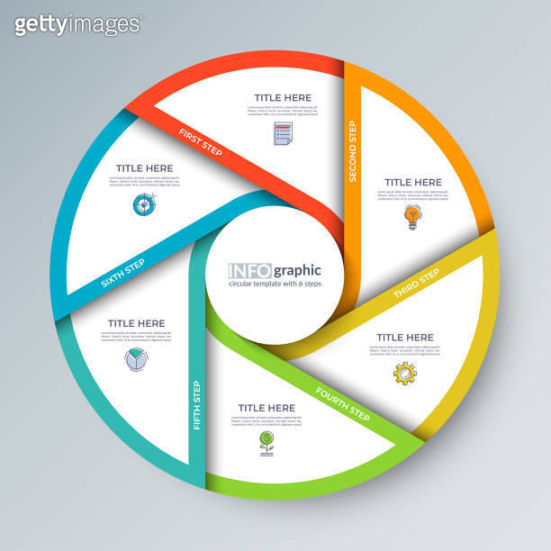 Infographic circular diagram with 6 options. Multi-step process chart ...