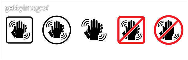 Forbidden hand clapping icons. Keep silent, quiet, don't disturb signs ...