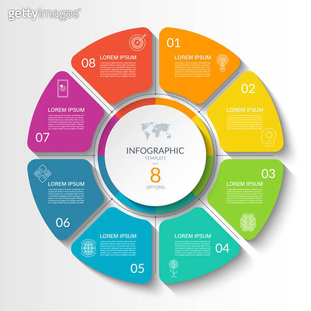 Infographic circular vector template with 8 options, parts. 8-step ...