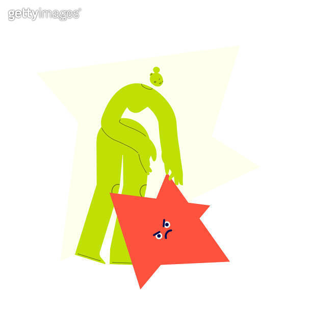 Vector illustration of a female character, with abstract character in ...