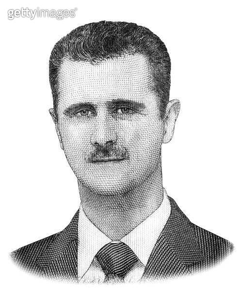 Bashar al-Assad, Portrait from Syria 2000 pounds banknote 이미지 ...