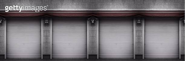 Closed steel doors weathered and rusty steel metal store door for ...