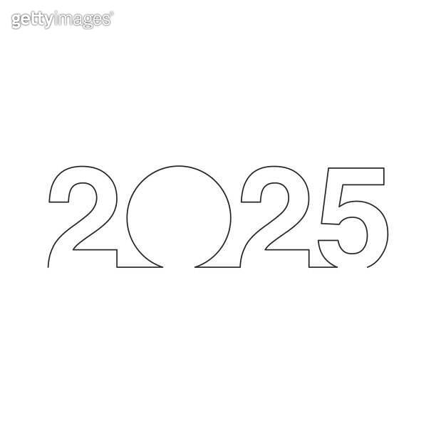 2025 New Year handwritten lettering. Continuous line drawing text for ...