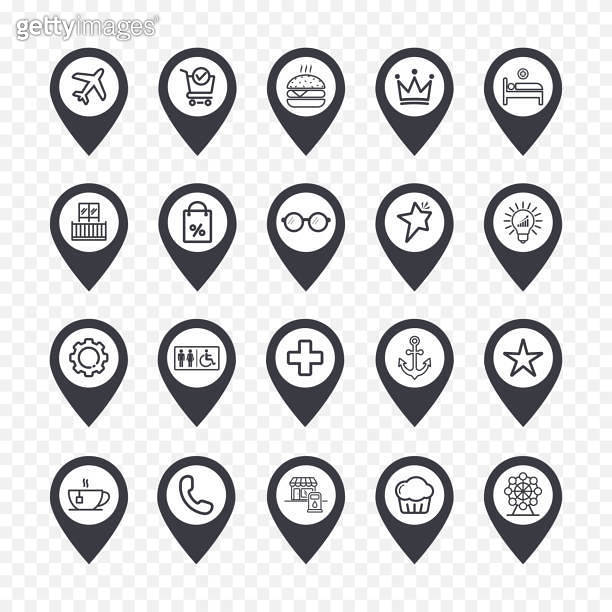 Vector collection of map locations symbols. 이미지 (2114572821) - 게티이미지뱅크