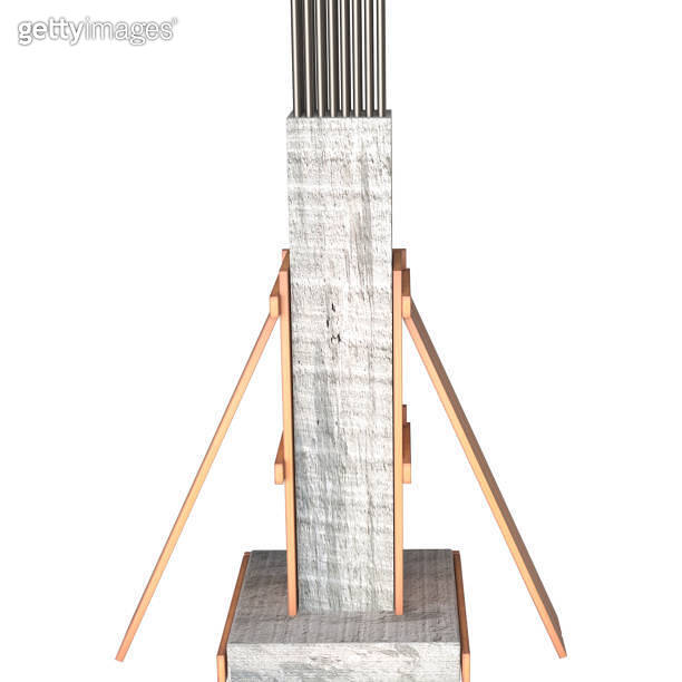 3d RCC columns rendering, concrete columns under construction. column ...