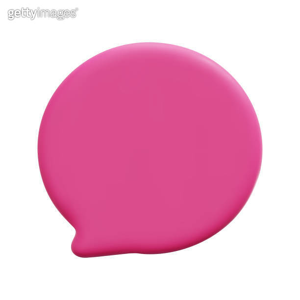 3d vector pink bubble icon. Isolated on white background. 3d social ...