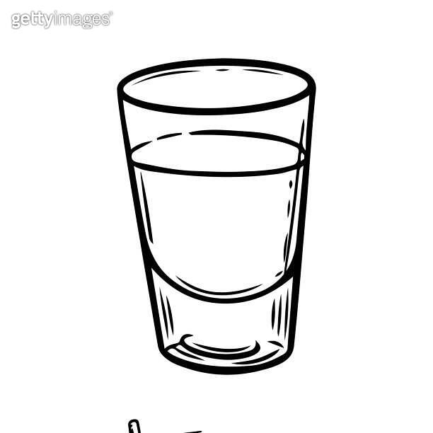 Small shot drink engraved line drawing vector illustration. 이미지 ...