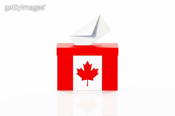 Ballot Box Textured With Canadian Flag On White Background 이미지 ...